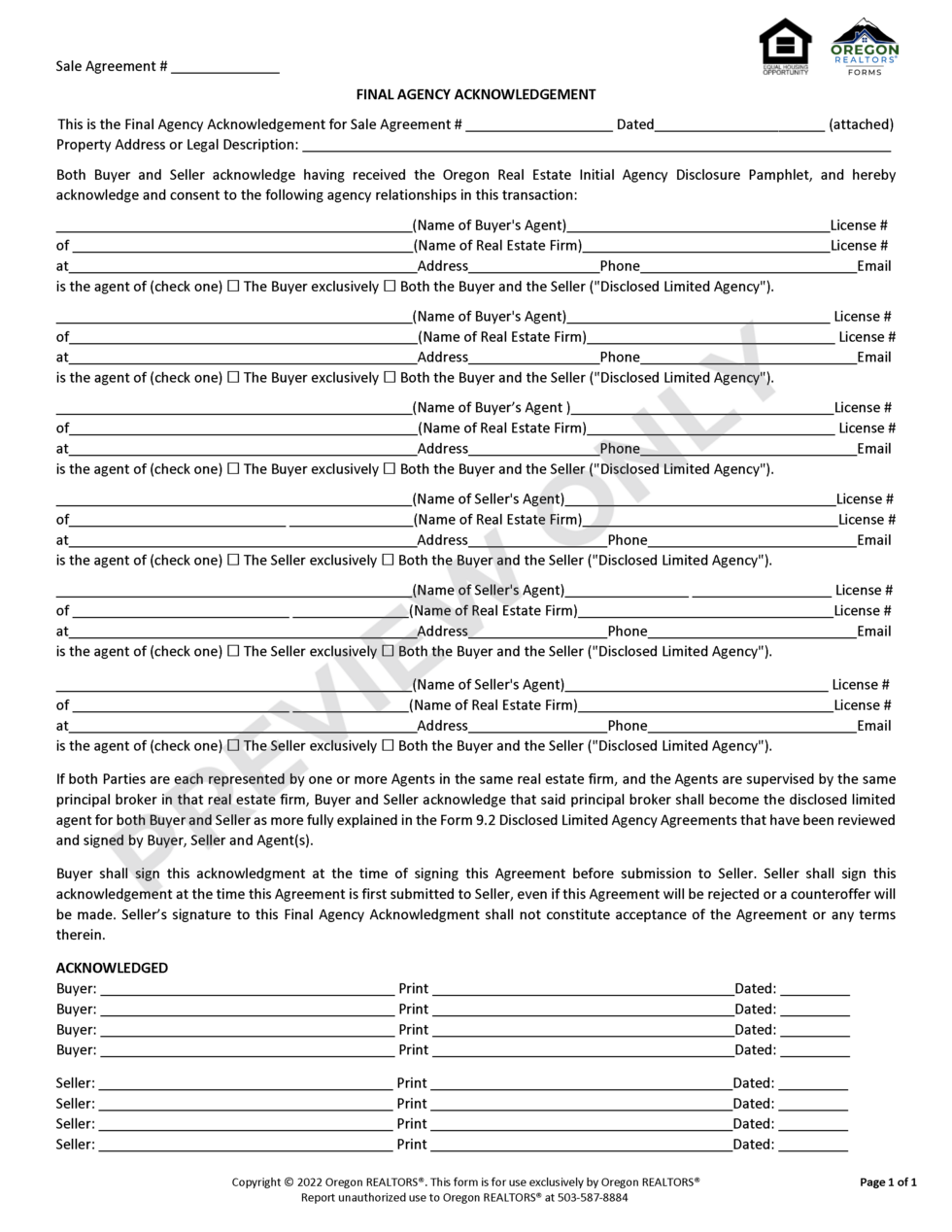 Oregon REALTORS® | Forms