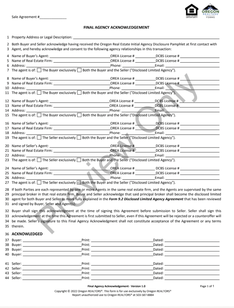 Oregon REALTORS® | Forms
